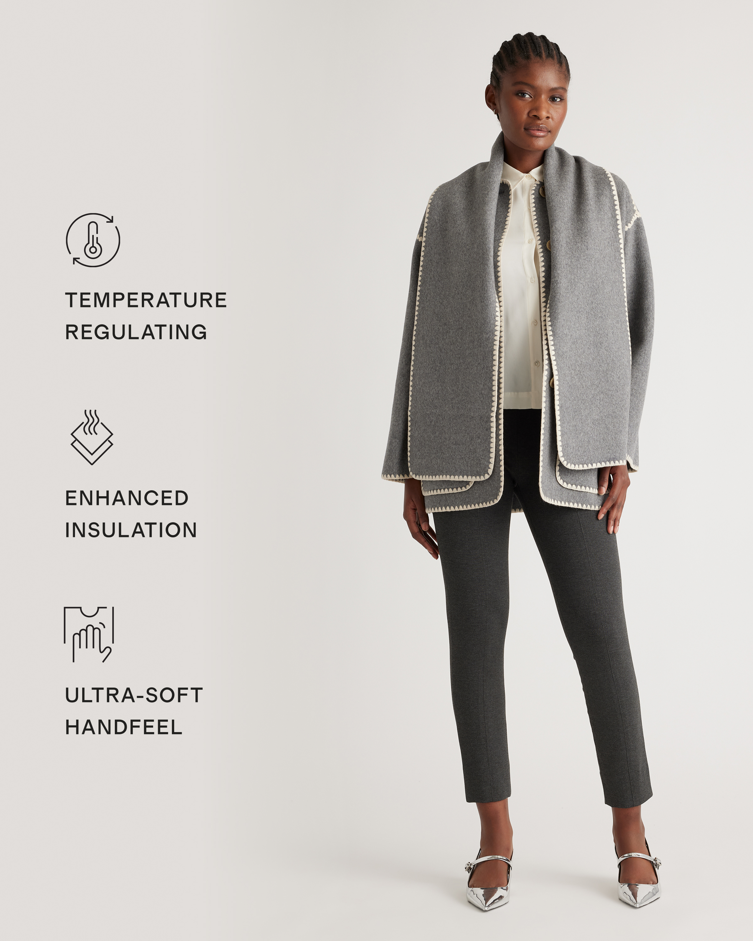 QUINCE Double-Faced Merino Wool Scarf Coat